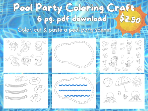 Printable Pool Party Coloring Craft - Joy in the Making